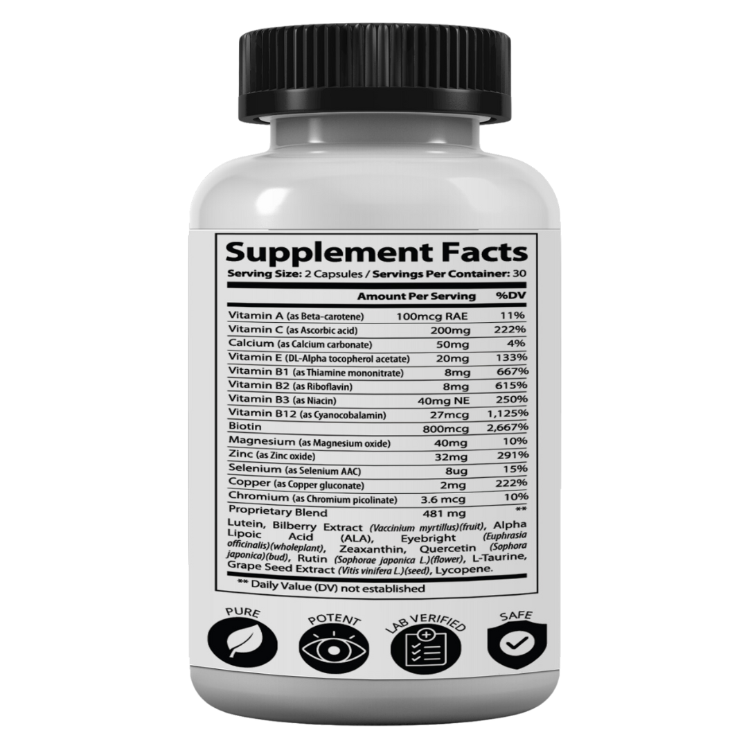 Research Labs Eye Vitamins AREDS 2 Plus Formula 20mg Lutein, 10mg Zeax ...